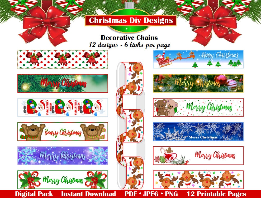 Printable Christmas Paper Chains - Decorative Christmas Paper Chains ...