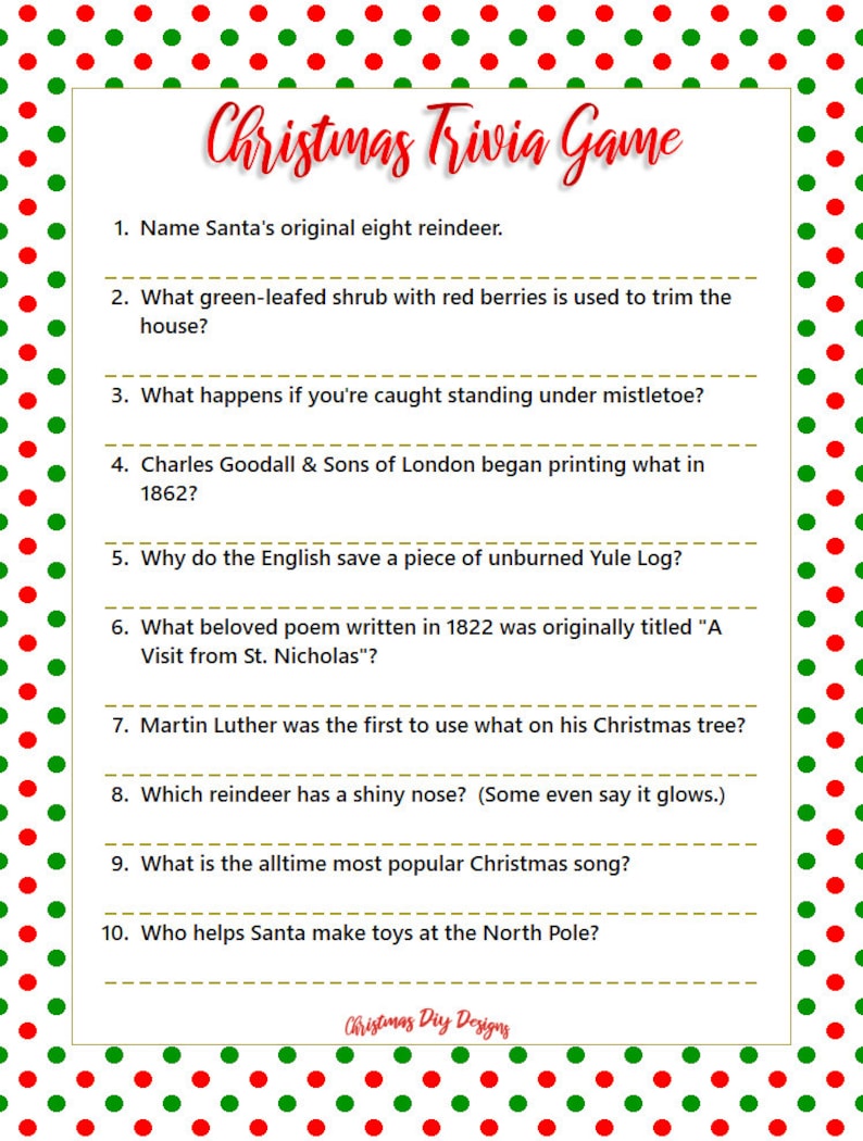 Juegos de Trivia de Navidad imprimibles Juegos de fiesta de - Etsy México