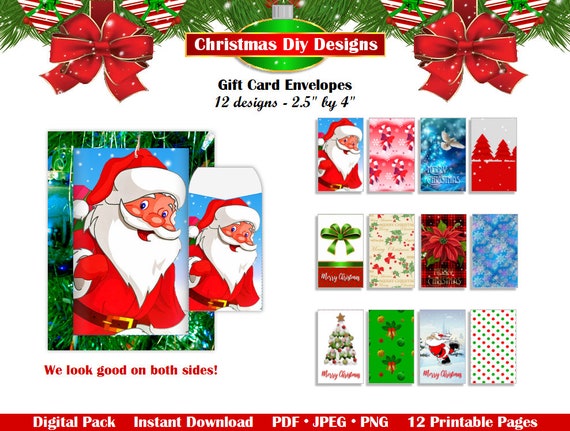 Printable Christmas Gift Card Holders Christmas Gift Card - Etsy