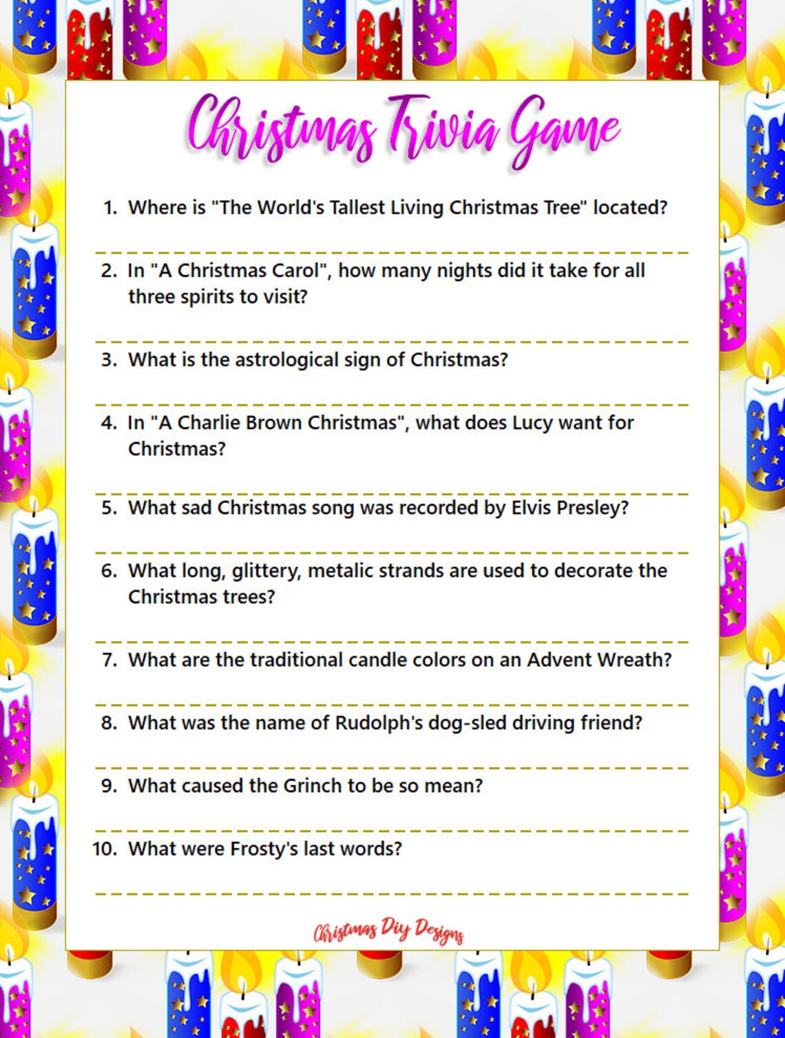 Printable Christmas Trivia Games Christmas Party Games, Christmas ...