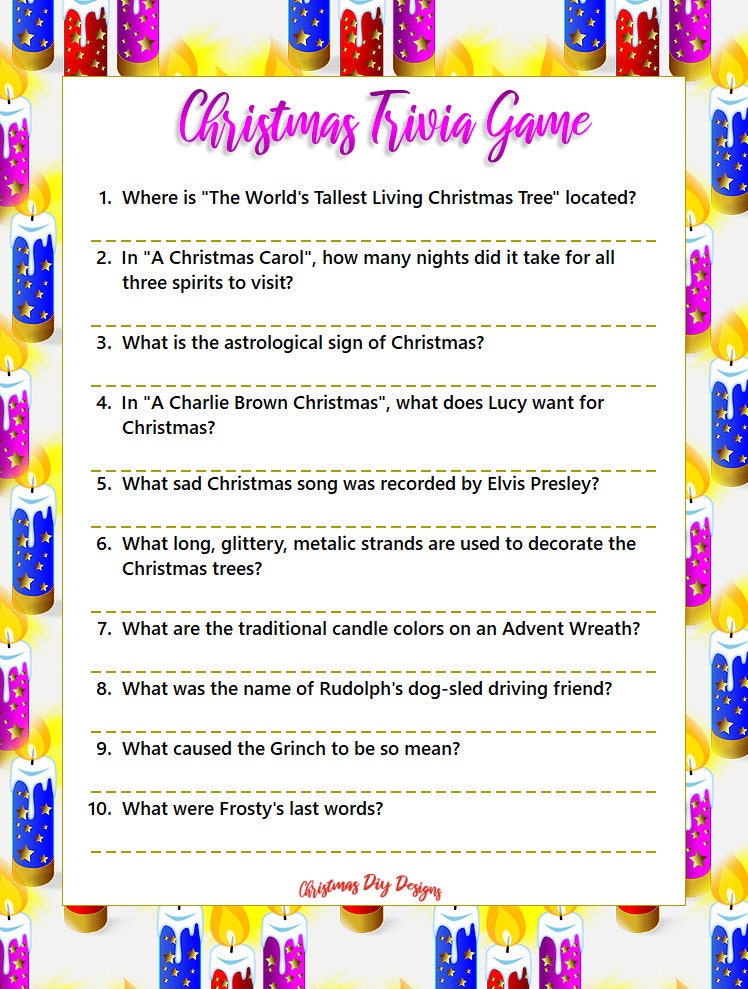 Printable Christmas Trivia Games - Christmas Party Games, Christmas ...