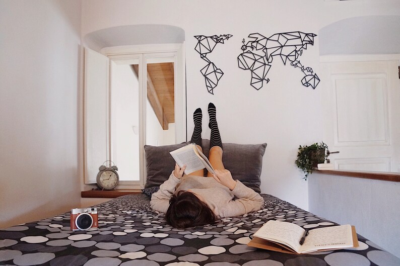 Geometric Wall Atlas Collects Memories Geometric Globe Wall | Etsy