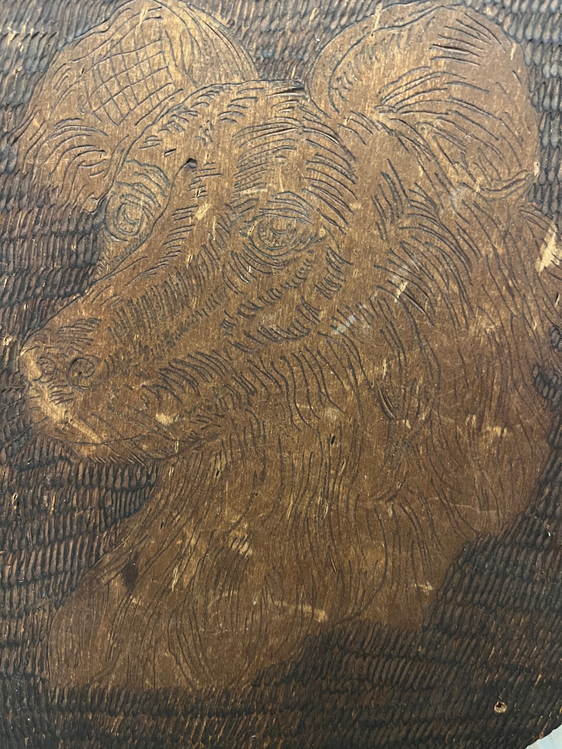 Antique Pyrography Dog Portrait - Etsy
