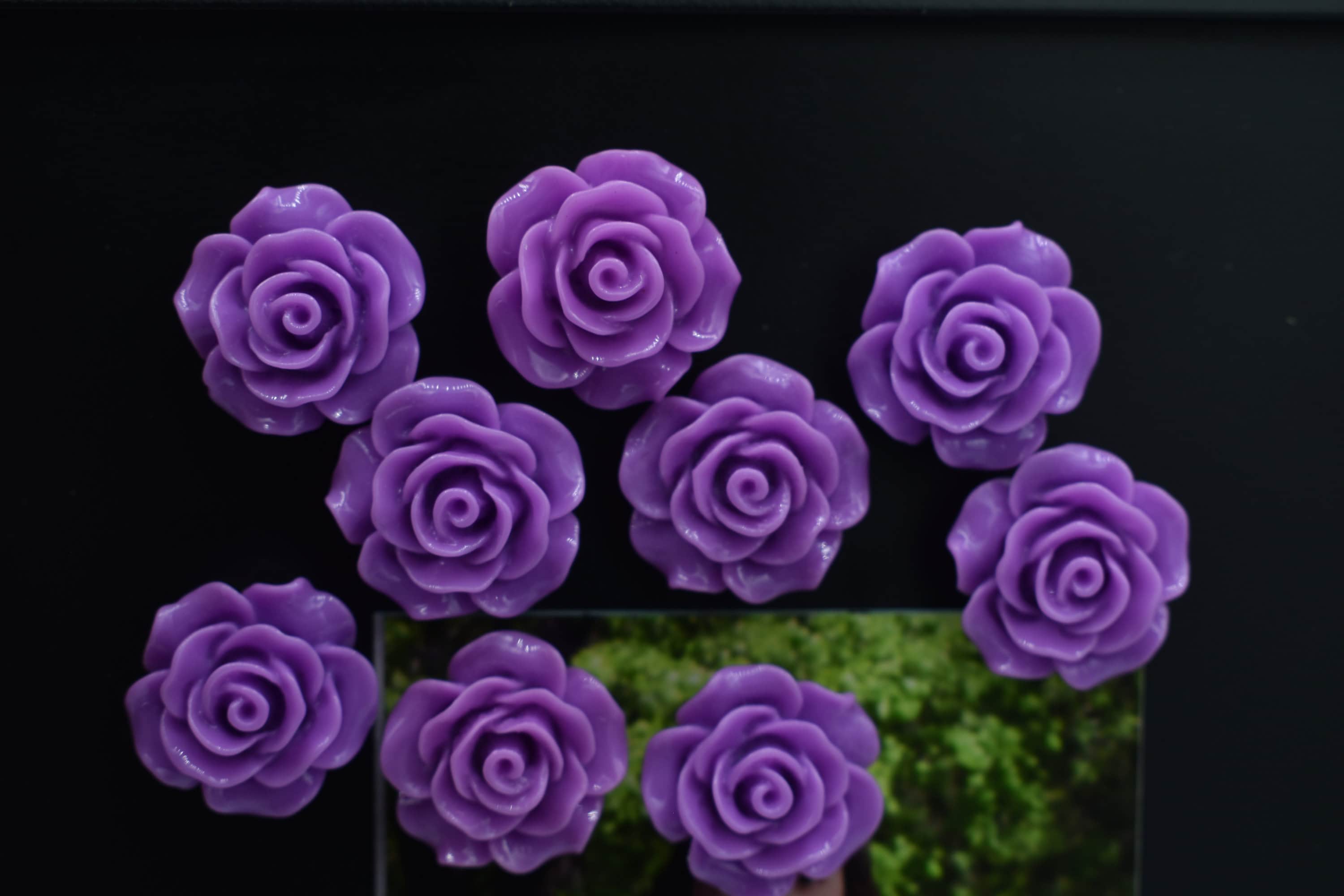 Pretty Flower Magnets, Purple, Roses, Set of 9, Refrigerator Magnets ...