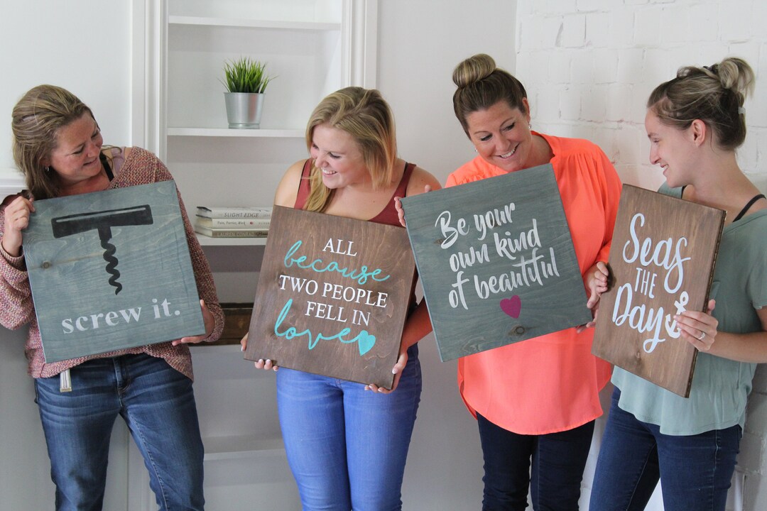 DIY Wood Sign Kit Custom Design american Walnut Stain - Etsy