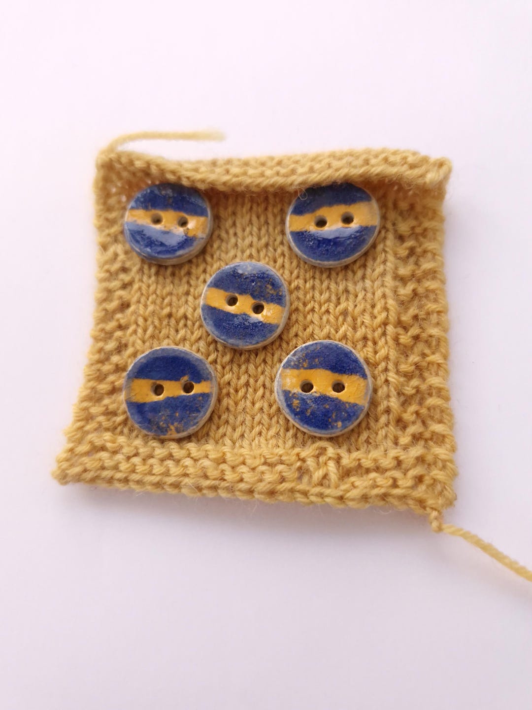 Blue and Grey Ceramic Buttons Handmade and Finshed in a Blue Speckle ...