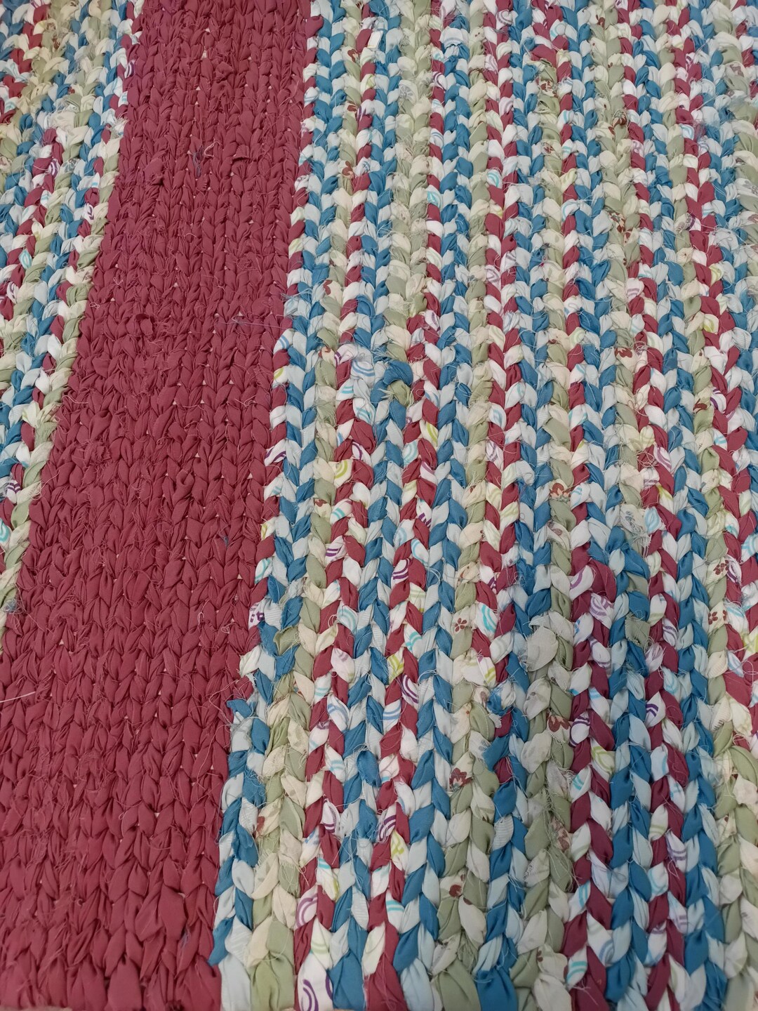 DIY Homemade Rag Rug Twined, Braided, Made on Loom, 40inx27in, Recycled ...