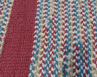 DIY Homemade Rag Rug Twined, Braided, Made on Loom, 40inx27in, Recycled ...