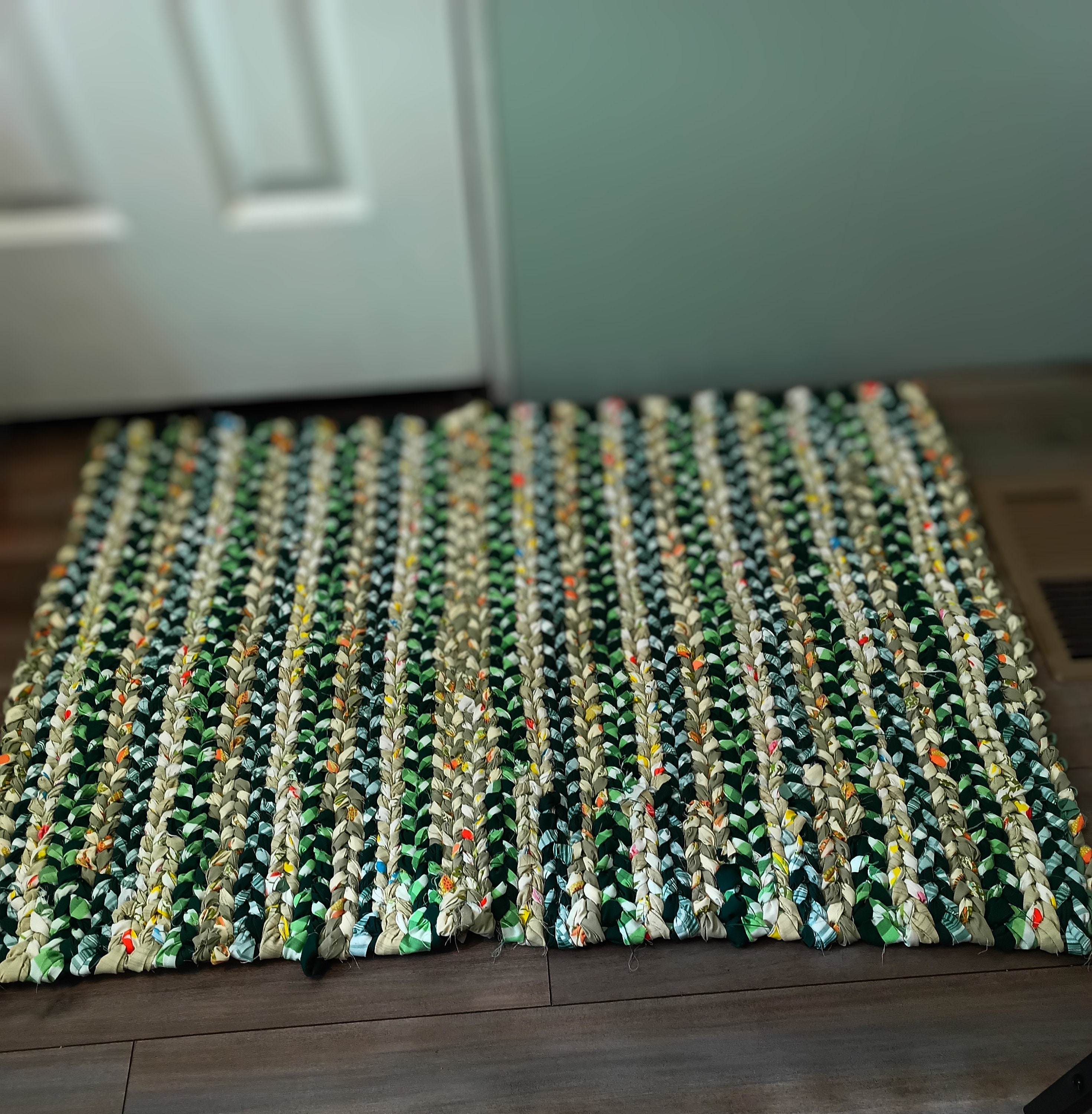 DIY Homemade Rag Rug Twined, Braided, Made on Loom, 40inx27in, Recycled ...