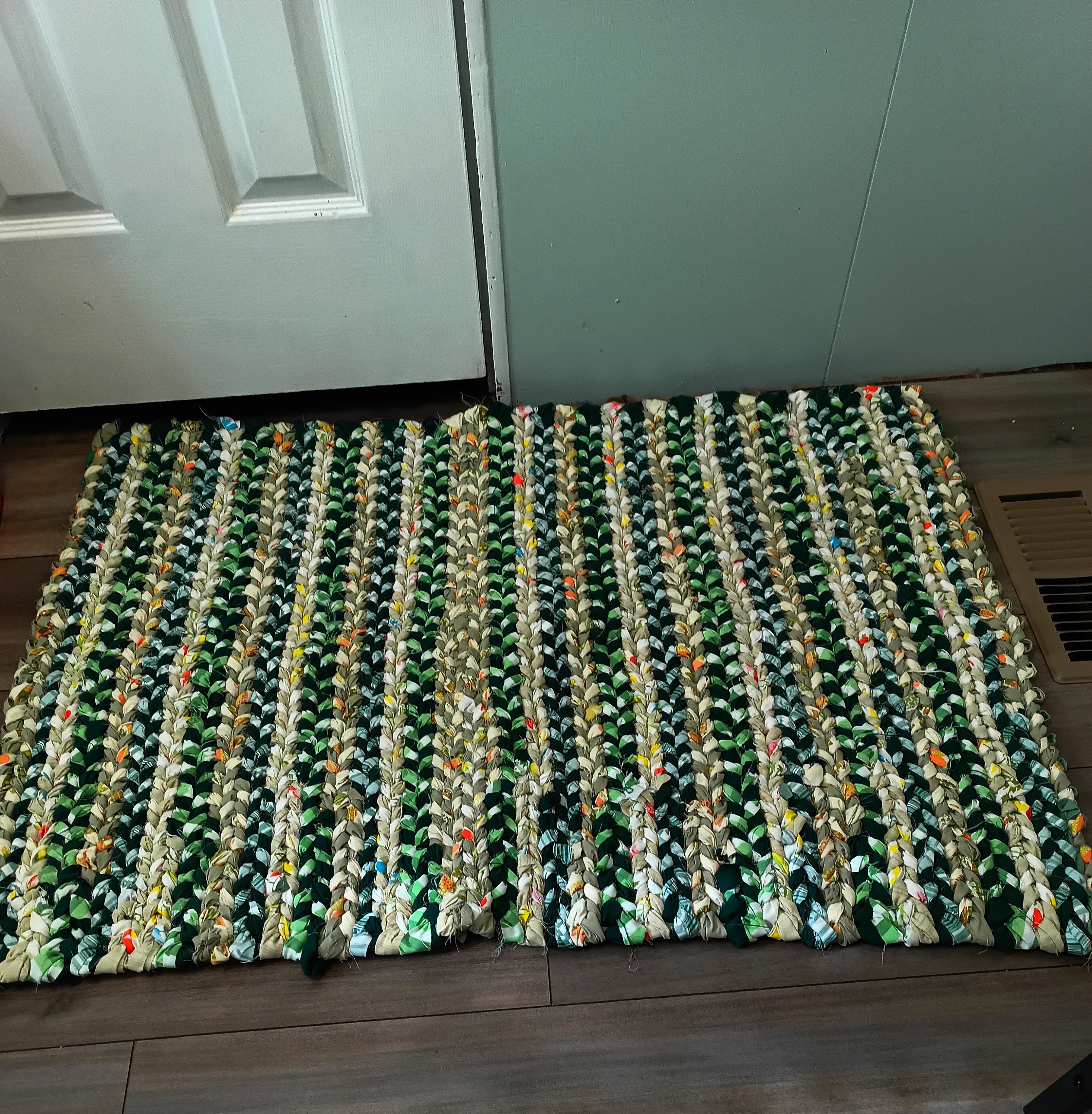 DIY Homemade Rag Rug Twined, Braided, Made on Loom, 40inx27in, Recycled ...
