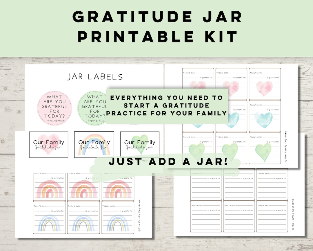 Gratitude Jar Printable, Gratitude Gift, Gratitude Jar for Kids ...