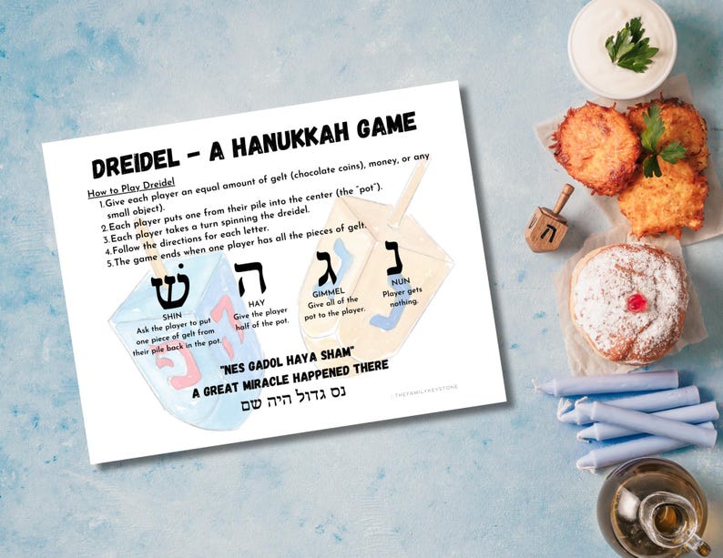 Hanukkah Dreidel Game Rules, Hanukkah Dreidel Rules, Dreidel - Etsy
