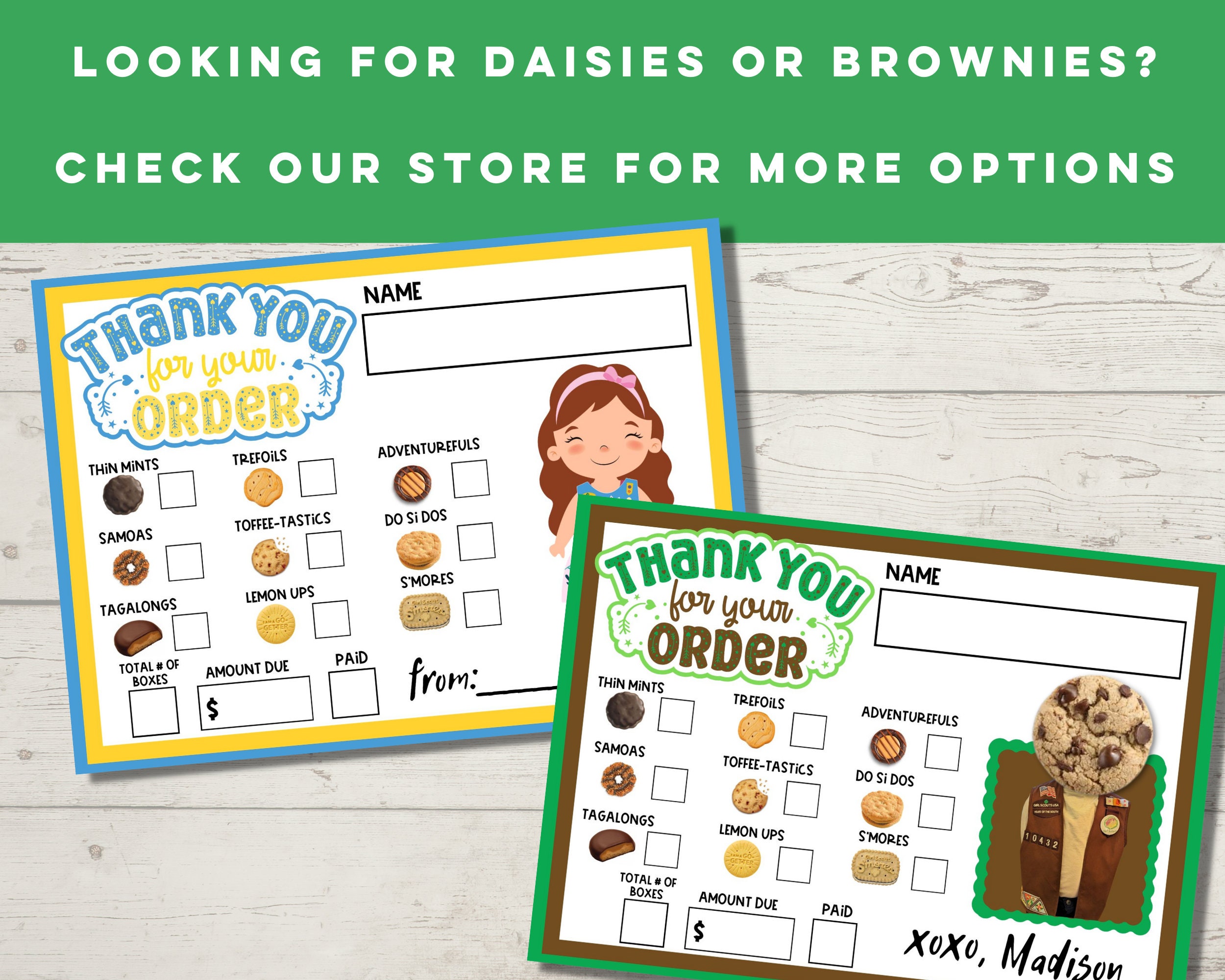 Girl Scout Cookie Thank You Girl Scout Cookie Thank You Note - Etsy