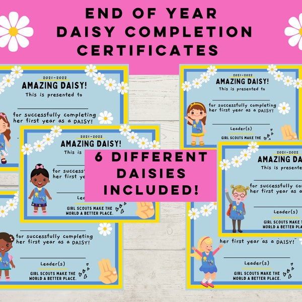 End of Year Daisy Certificate - Etsy