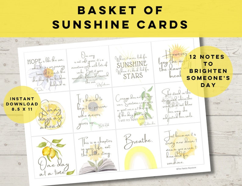 Sunshine Basket Printable, Box of Sunshine, Gift Tags, Encouragement ...