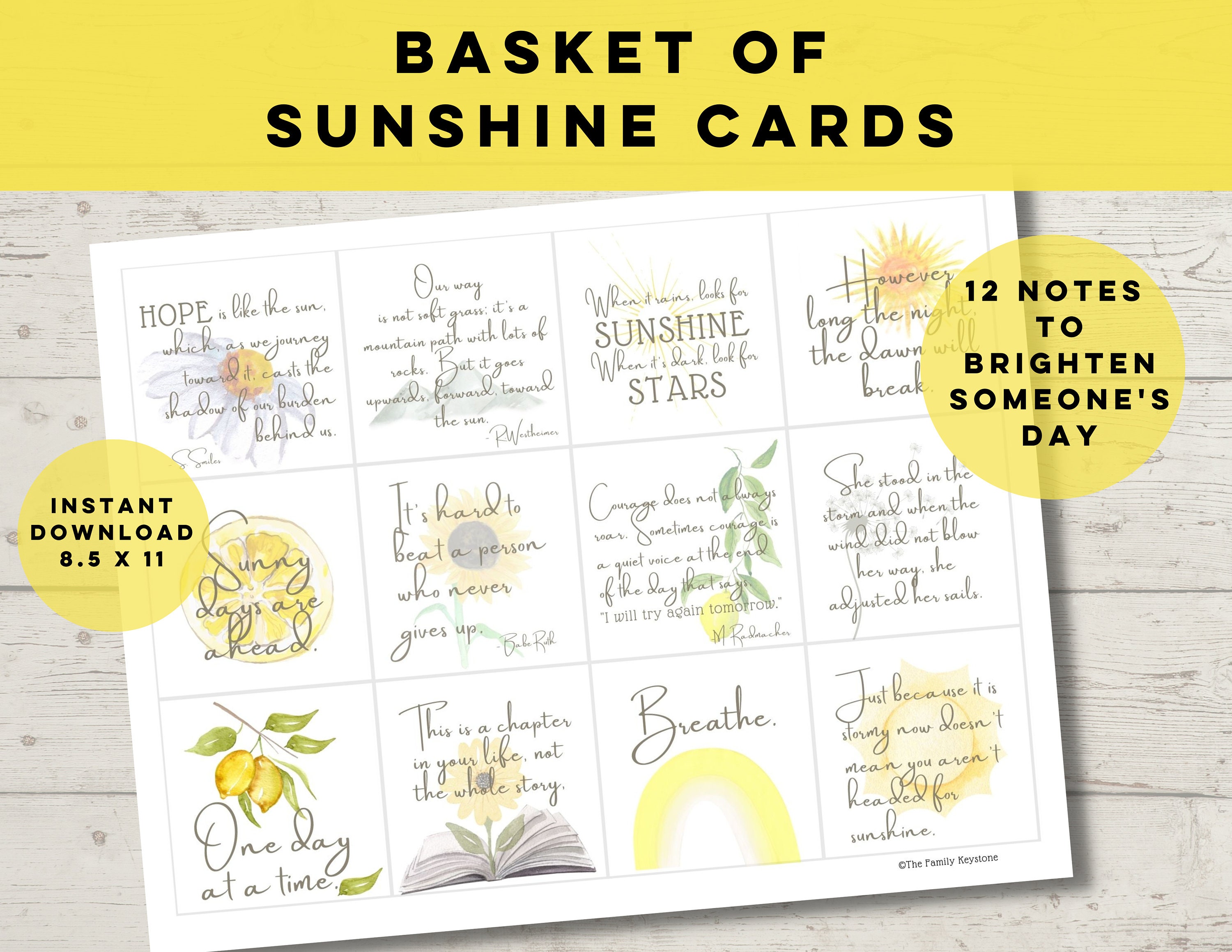 Sunshine Basket Printable, Box of Sunshine, Gift Tags, Encouragement ...