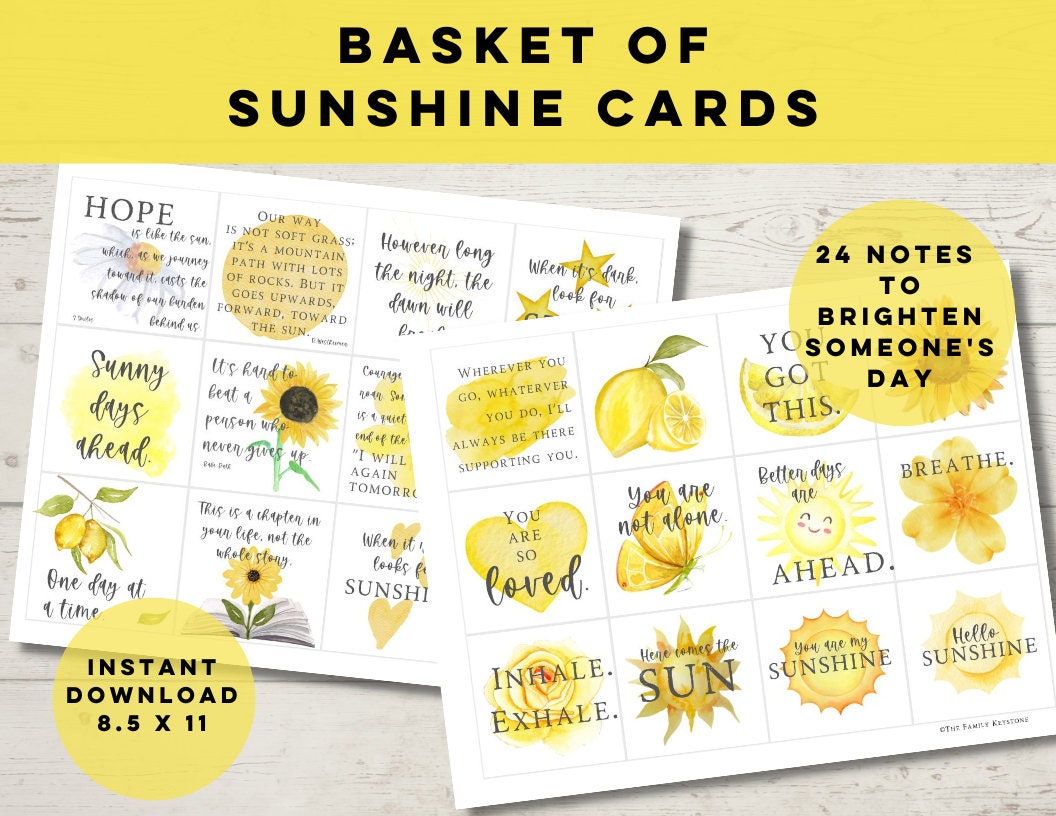 Sunshine Basket Printable, Gift for Friend With Cancer, Gift Tags ...