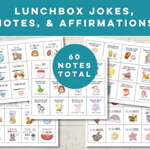 Lunch Box Notes, Lunch Notes for Kids, Lunchbox Cards, Affirmations ...
