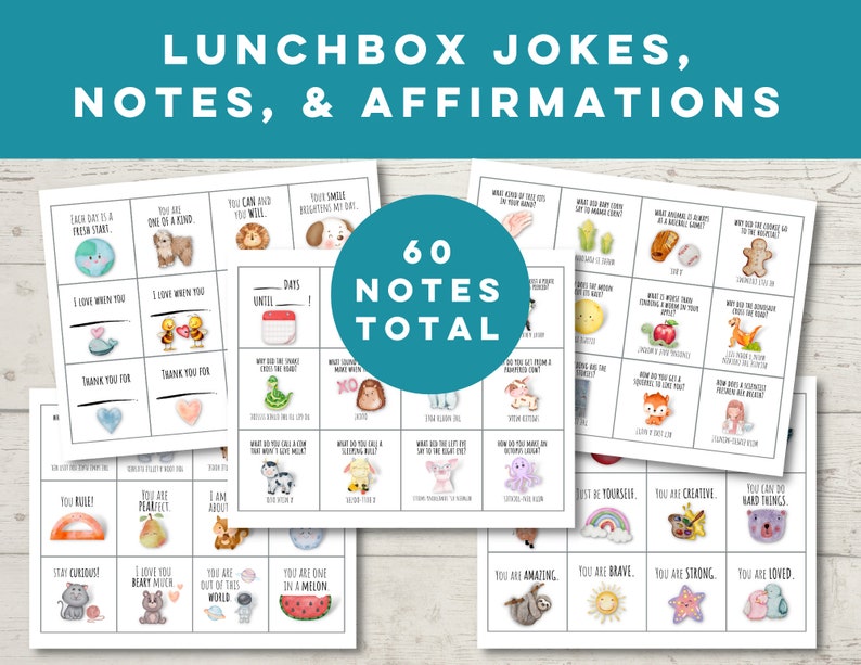 Lunch Box Notes, Lunch Notes for Kids, Lunchbox Cards, Affirmations ...