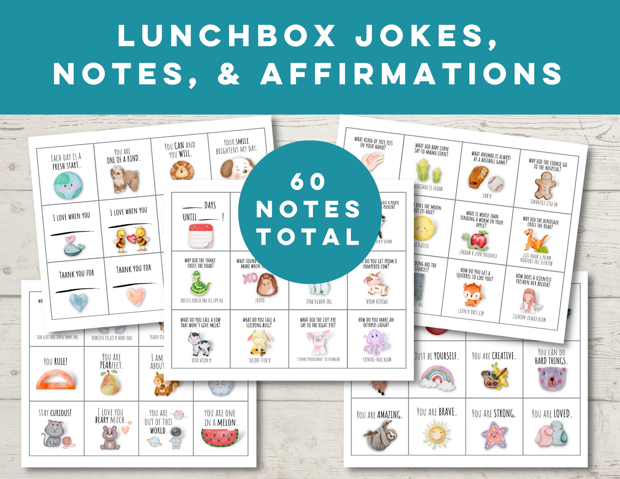 Lunch Box Notes, Lunch Notes for Kids, Lunchbox Cards, Affirmations ...