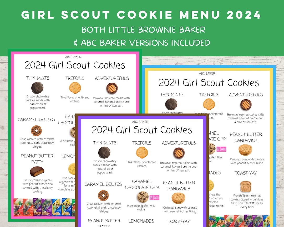 Girl Scout Cookie Menu, Little Brownie Baker, ABC Baker - Etsy