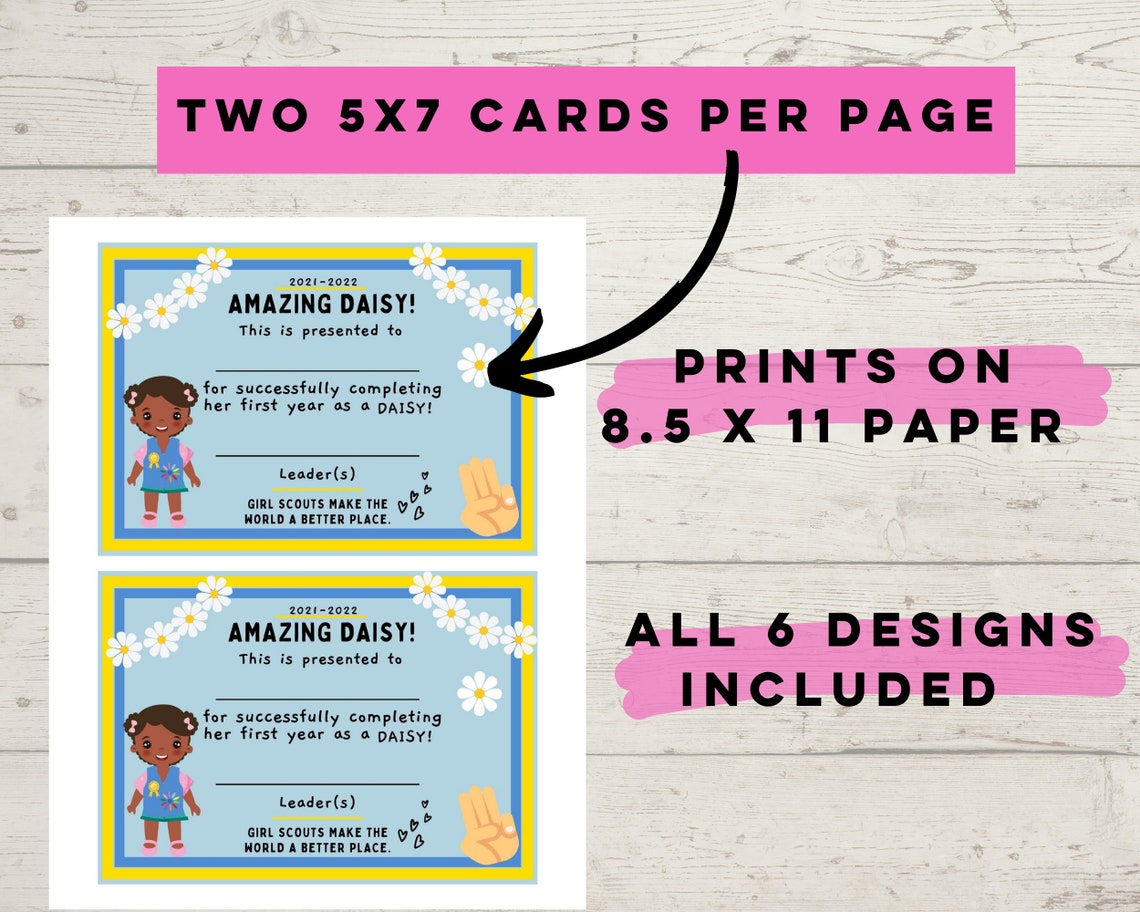 End of Year Daisy Certificate Girl Scouts First Year Daisy | Etsy