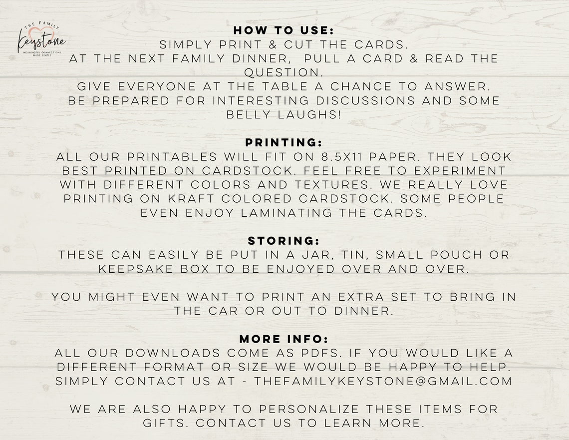 Family Questions for the Dinner Table, Questions for Families Dinner ...