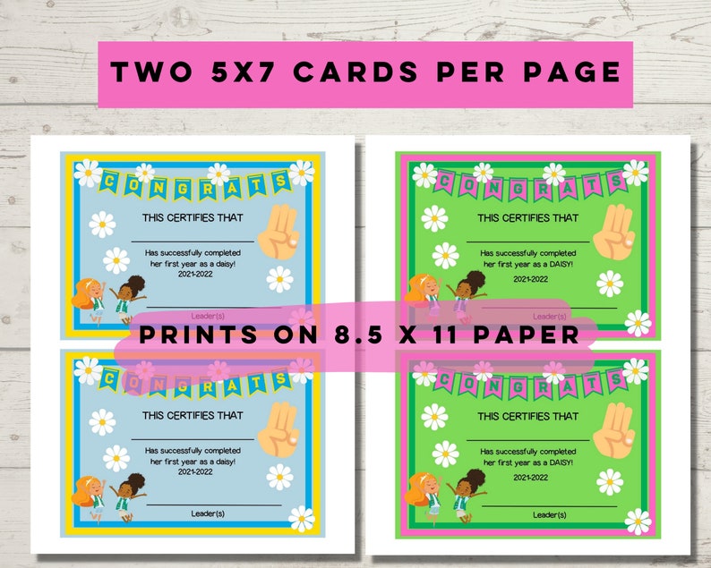 Editable End of Year Daisy Certificate Girl Scout Printable - Etsy