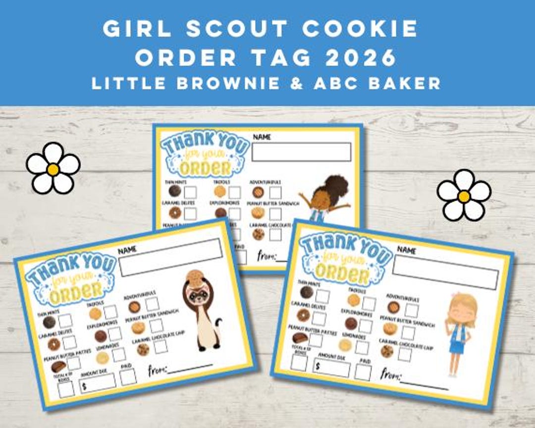 Daisy Girl Scout Cookie Order Tag Printable, ABC Baker,little Brownie ...