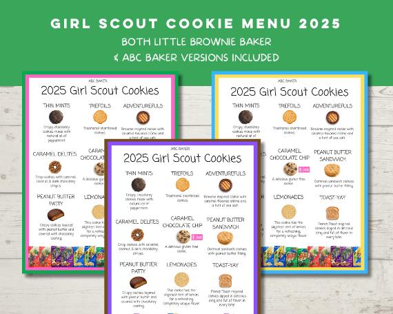 Girl Scout Cookie Menu, Little Brownie Baker, ABC Baker - Etsy