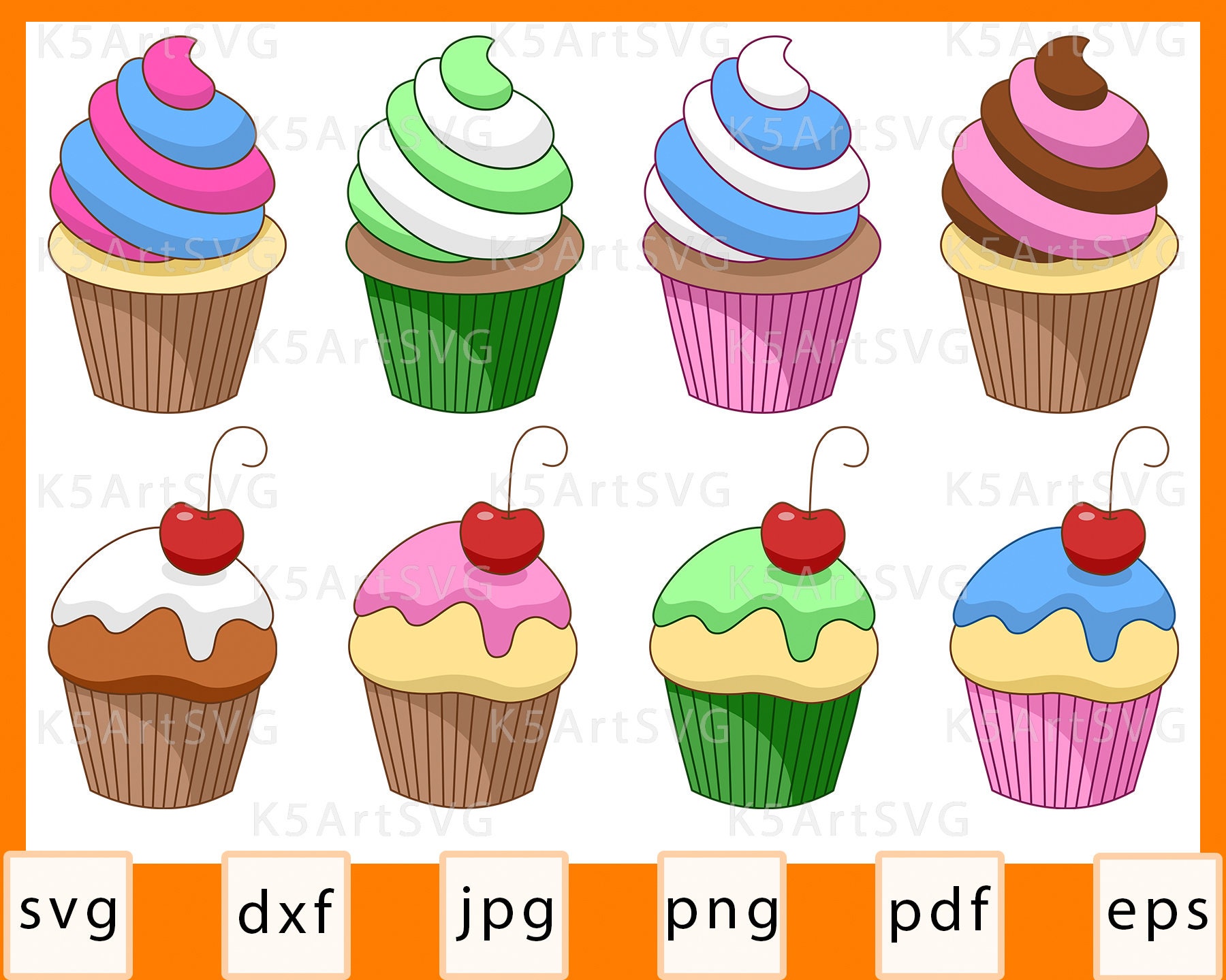 Cupcakes SVG Cut Files Cupcake Clipart Dessert Kitchen - Etsy