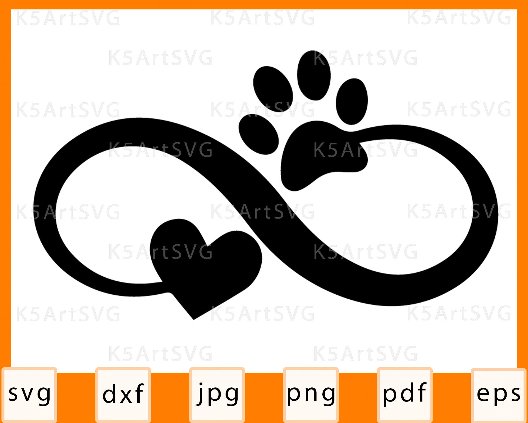 Infinity With Heart and Pawprint SVG Dog SVG Cat Svg Paw - Etsy