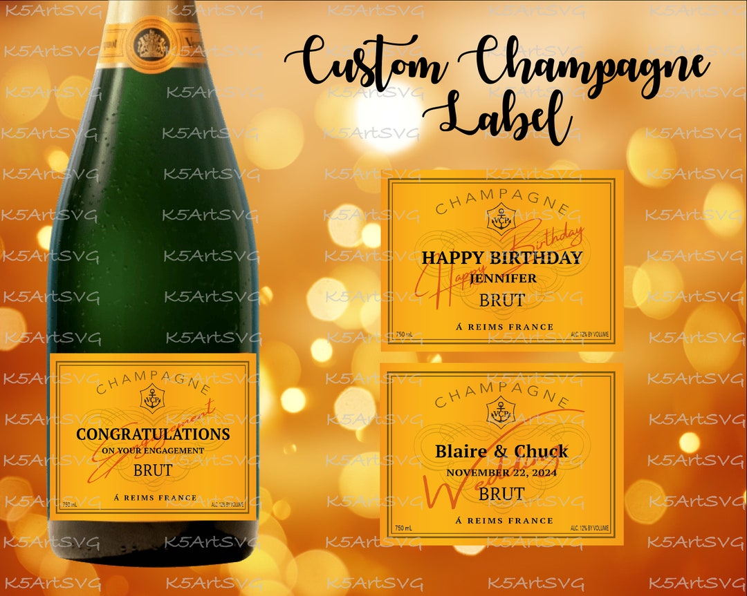 Custom 750 Ml Champagne Label, Digital Download, Champagne Bottle ...