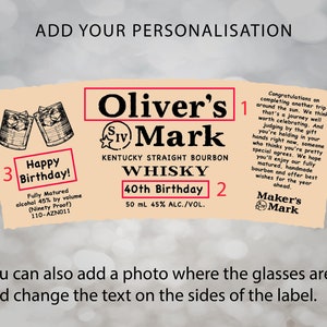 Bourbon 50 Ml Whiskey Label, Custom Whiskey Label, Maker's Mark Bottle ...