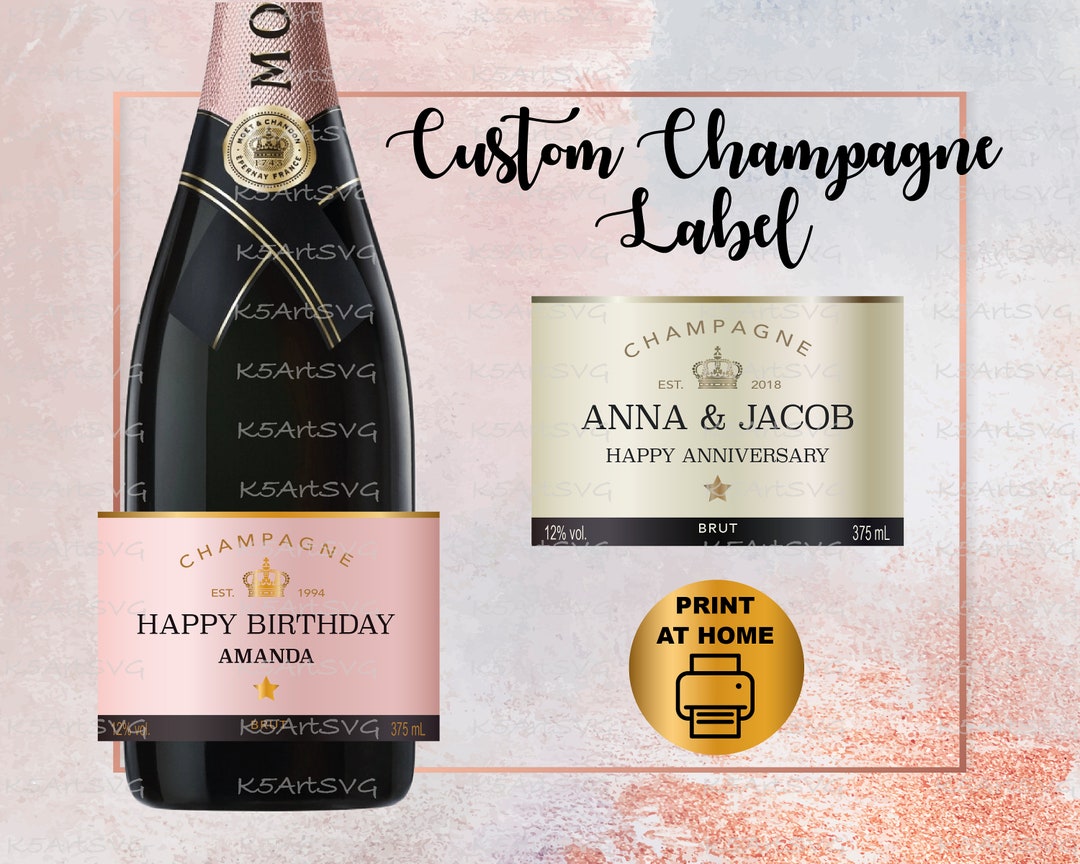Custom 375ml Champagne Label, Champagne Bottle Labels, Printable ...