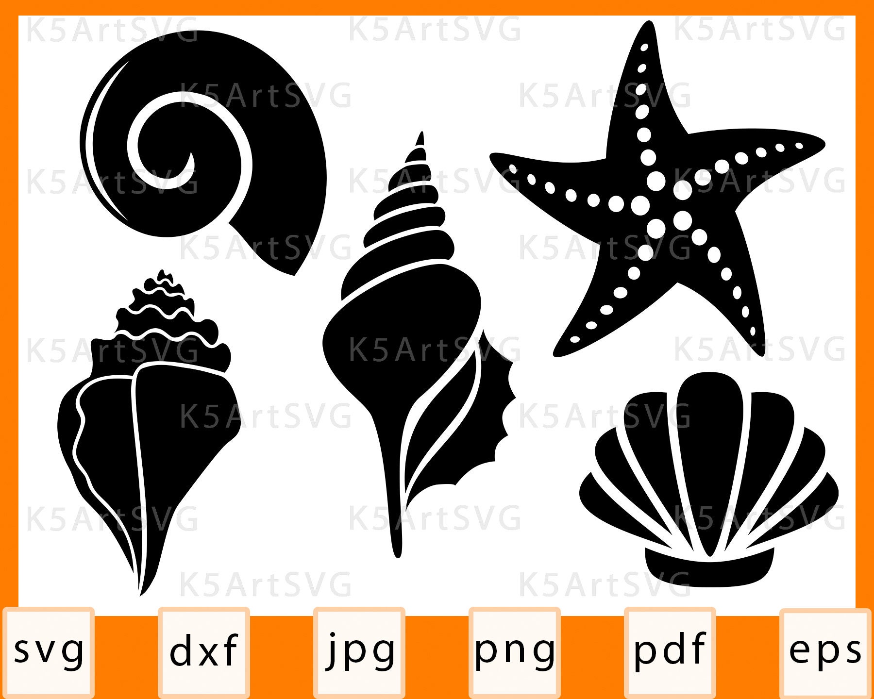 Seashell Bundle SVG Seashell Silhouette Mermaid Summer Beach | Etsy