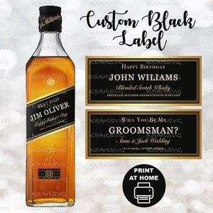 Printable Johnnie Walker Black Label, Custom Whisky Label, Birthday ...