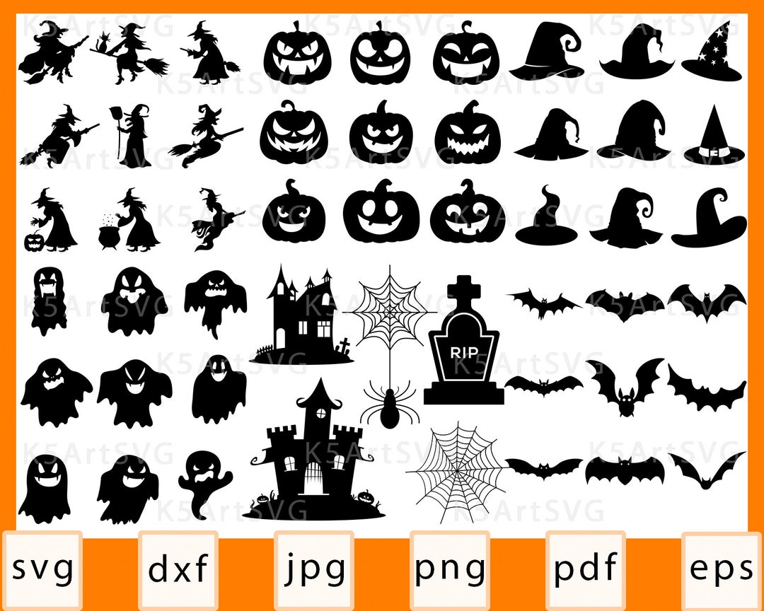 Halloween SVG Bundle Witch Svg Ghost Svg Pumpkin Svg Bat - Etsy