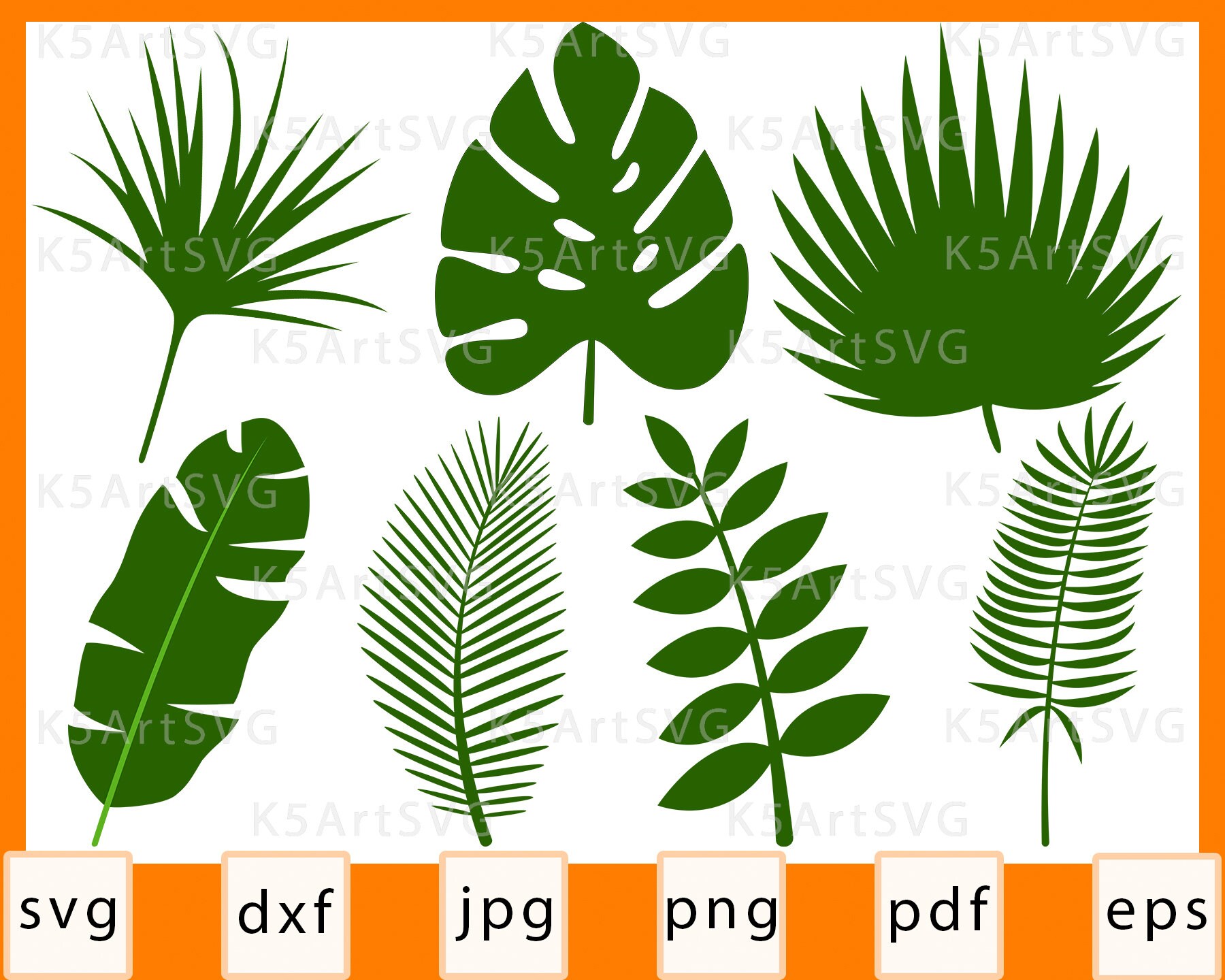 Tropical Leaves SVG Cut Files for Cricut / Silhouette / | Etsy
