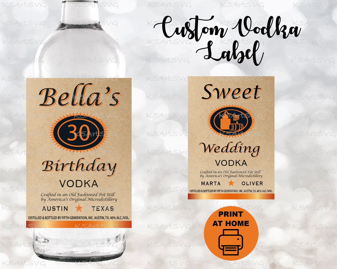 Custom Vodka 750 Ml Label, Vodka Bottle Labels, Printable Personalized ...