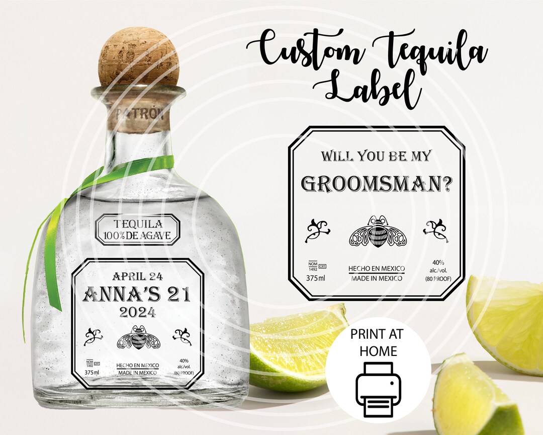 Custom Label, Printable Tequila Custom Label, Personalized Patron Label ...