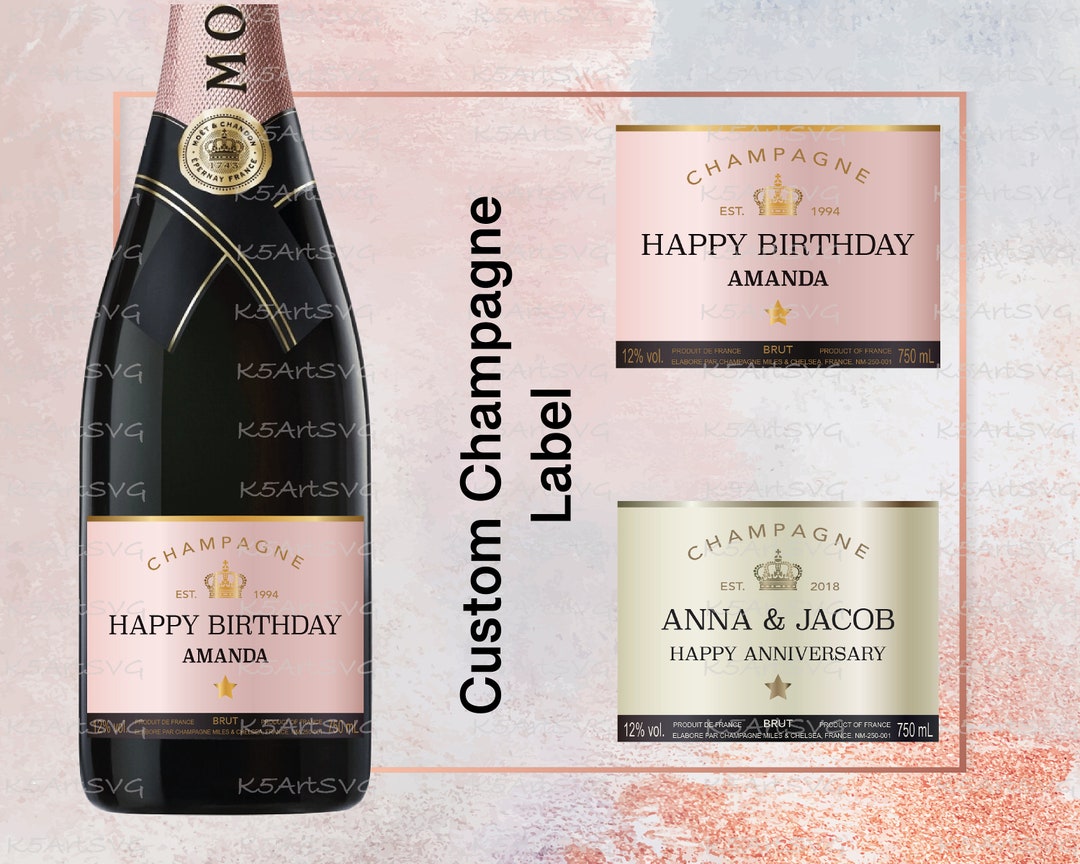 Custom 750 Ml Champagne Label, Digital Download, Champagne Bottle ...