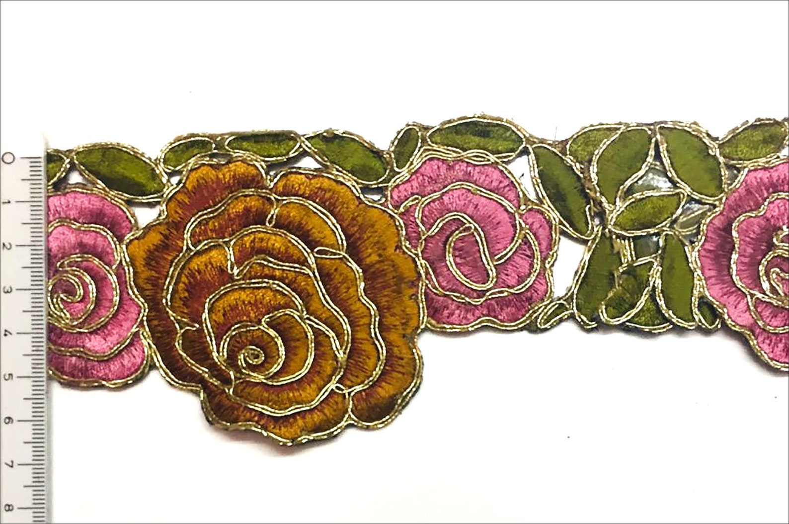 Colourful Floral Embroidered Ribbon Warm Caramel Pink & - Etsy