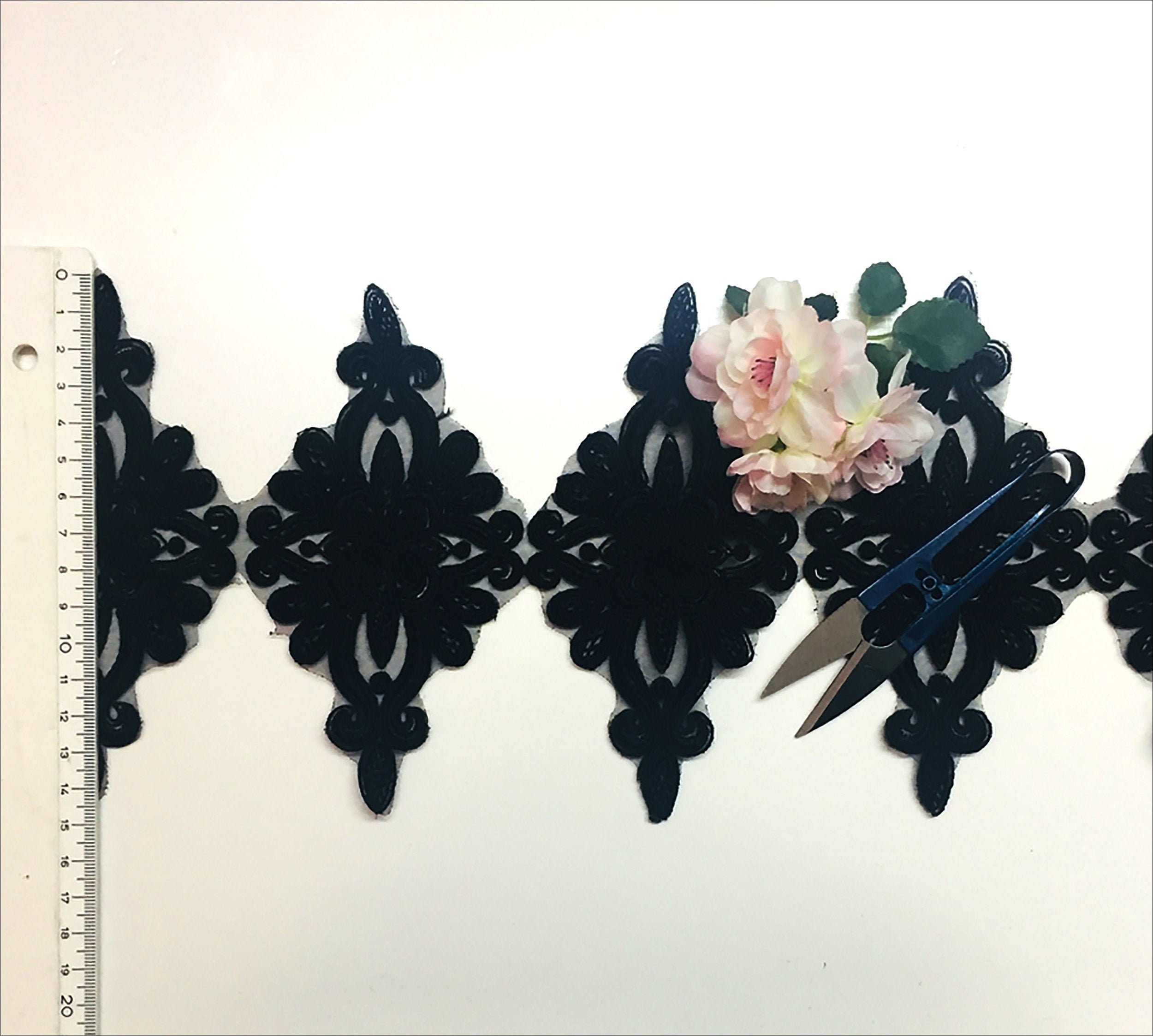 Luxury Black Fringe Lace, Bold Embroidered Art Deco Style Trim, Vintage ...