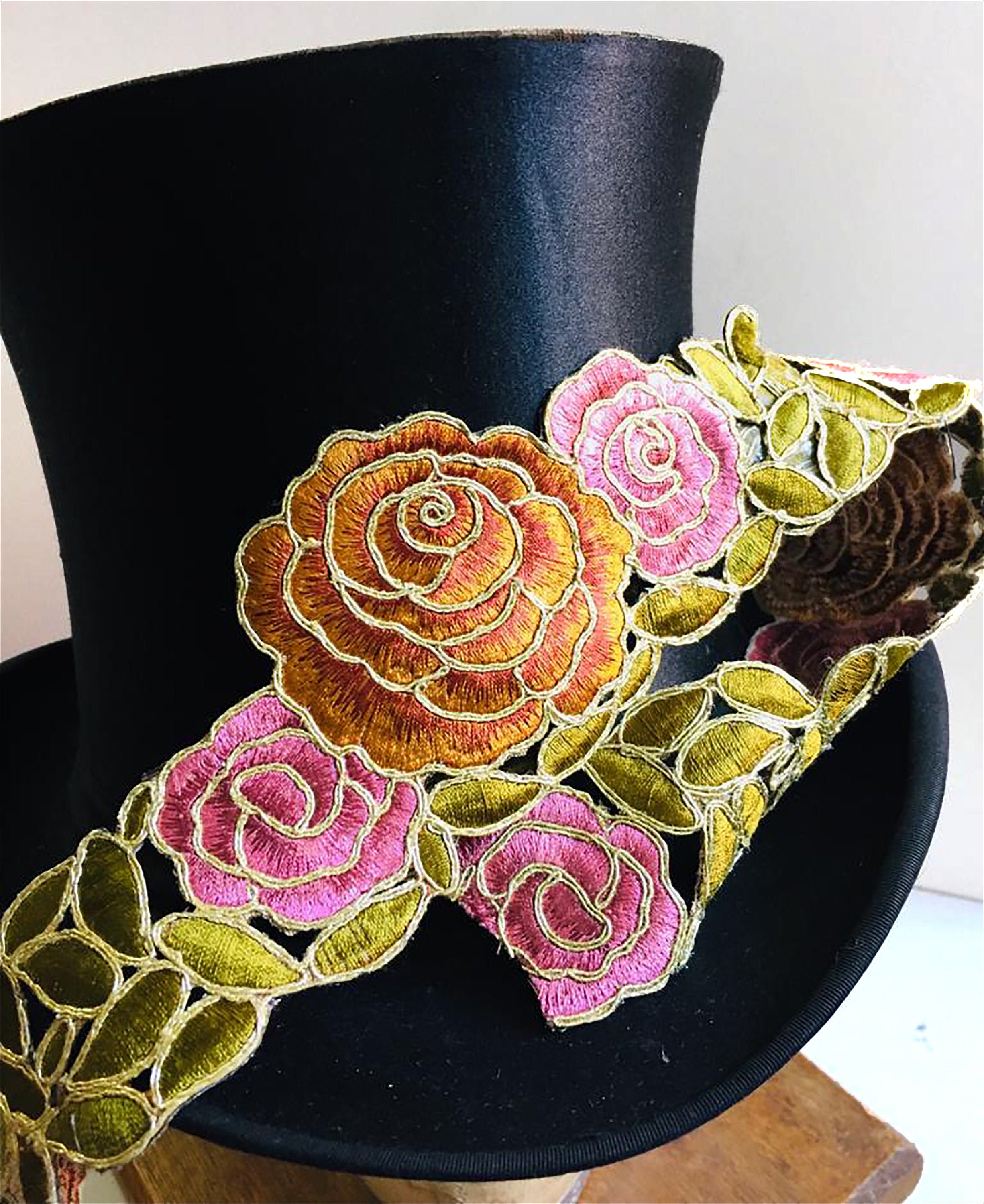 Colourful Floral Embroidered Ribbon Warm Caramel Pink & - Etsy