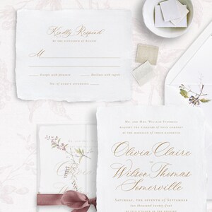 Printable Calligraphy Wedding Invitation Template Set, Editable Elegant ...