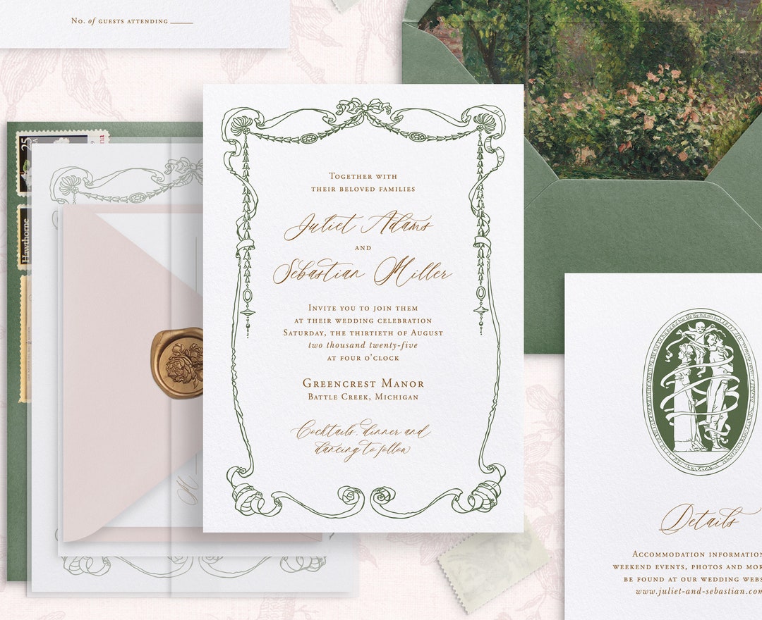 Printable Regency Period Style Wedding Invitation Template Set ...