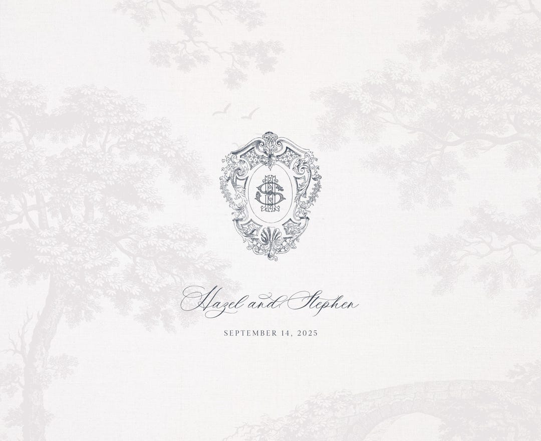 Royal Wedding Crest Template, Editable Vintage Monogram, Custom Initial ...