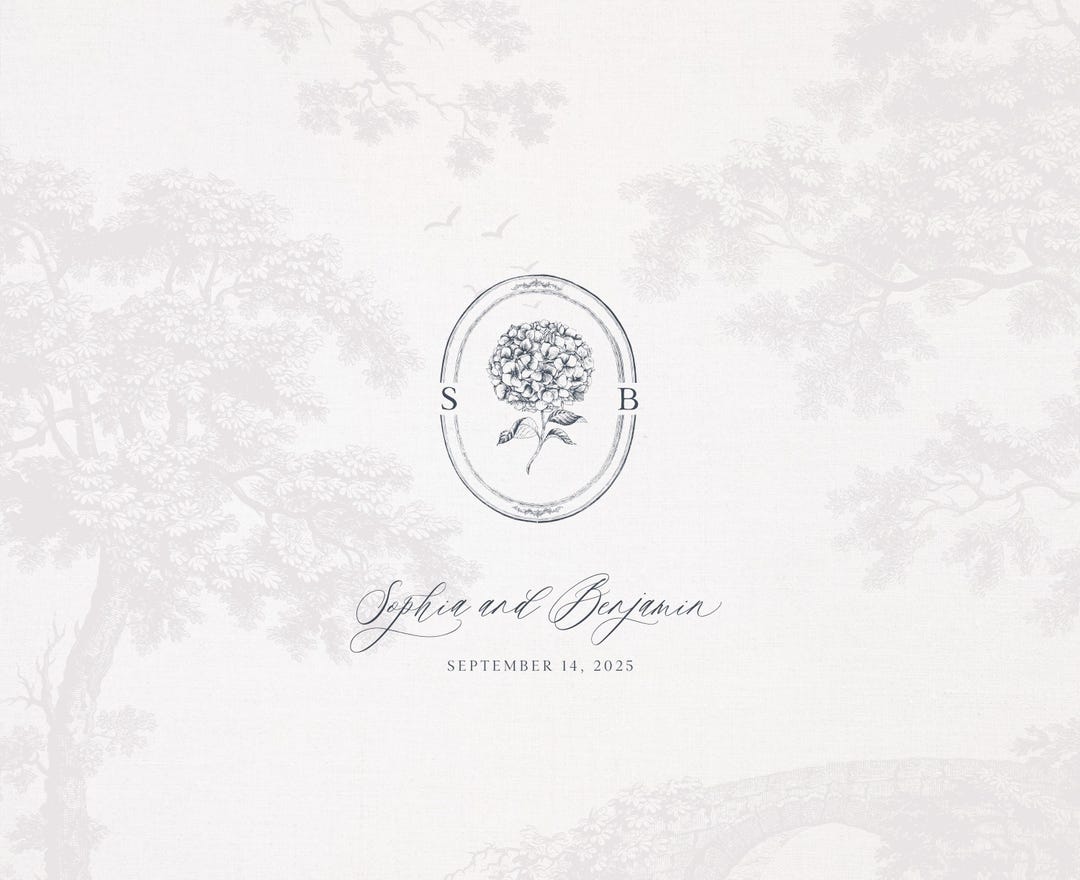 Small Flower Motif Vintage Wedding Monogram Crest, Oval Shape Wedding ...
