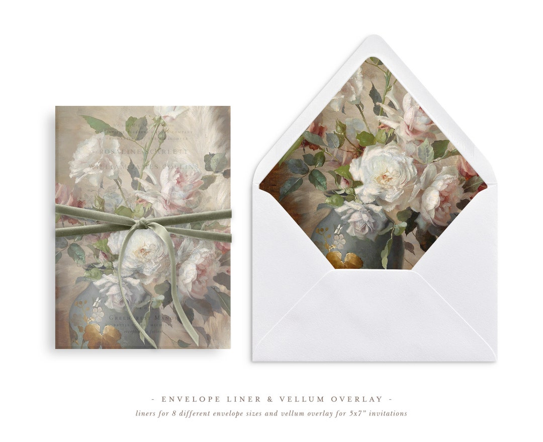 Printable Wedding Vellum Overlay and Envelope Liner for 5x7 Wedding ...